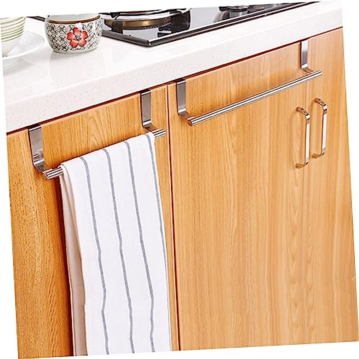 Anneome Traceless Towel Shelf Cabinet Towel Holder Easy Installation Towel Rack Single-bar Towel Rack Seamless Towel Rack Sturdy Towel Rack Hanger Kitchen Towel Bar Silver