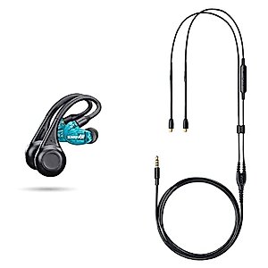 Shure Aonic 215 Tw2 in Ear Headphones, Blue & Shure Universal Communication Cable, Black