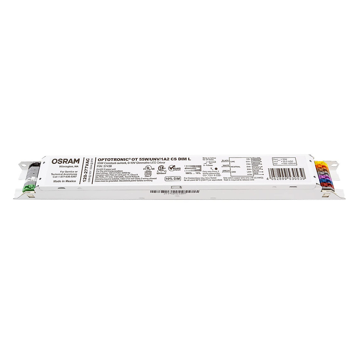 Osram 57438 Optotronic 55W 120/277V AC 50/60Hz Constant Current Dimmable LED Driver OT 55W/UNV/1A2 CS DIM L