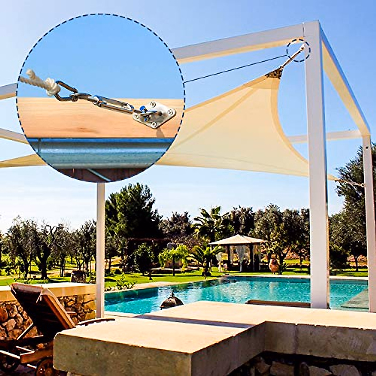 Shade Sail Installation Hardware Kit for Triangle, 6 Inch 304 Grade Stainless Steel Hardware for Patio Garden Outdoors