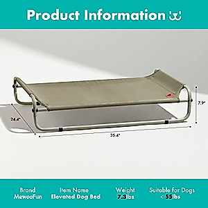 MEWOOFUN Cooling Elevated Dog Bed with Double Rod Design Raised Dog Bed Cot with Skid-Resistant Feet Design for Small & Medium Dog (35.4" L X 24.4" W X 7.9" H)