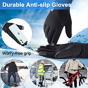 Winter Thermal Gloves for Men Women, Windproof Touch Screen Gloves, Lightweight Warm Gloves, Anti-Slip Gloves for Work for Cycling Driving Running Hiking Sports Gloves(L)
