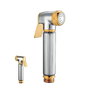 FLEYYXBN Chrome Golden Bidet Faucet Hand Held Sprayer Gun Bathroom Accessories Toilet Shower Head Bidet Sprayer Head (Color : Chrome with Golden)