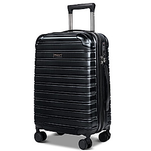 Feybaul Luggage Suitcase PC+ABS with TSA Lock Expandable Hardshell Carry On Luggage with Spinner Wheels 20in 24in 28in, Black 28 in , L(28 Inch Expandable Luggage), 968