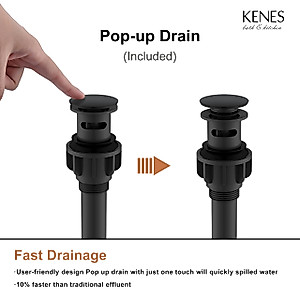 KENES Black Centerset Bathroom Faucet 3 Hole Bathroom Sink Faucet Matte Black Two Handle Modern Vanity Faucet with Pop Up Drain & Supply Lines, KE-9051-2-P