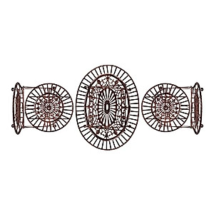 Alpine Corporation Indoor/Outdoor 3-Piece Oval Bistro Set Folding Table and Chairs Patio Seating, Bronze