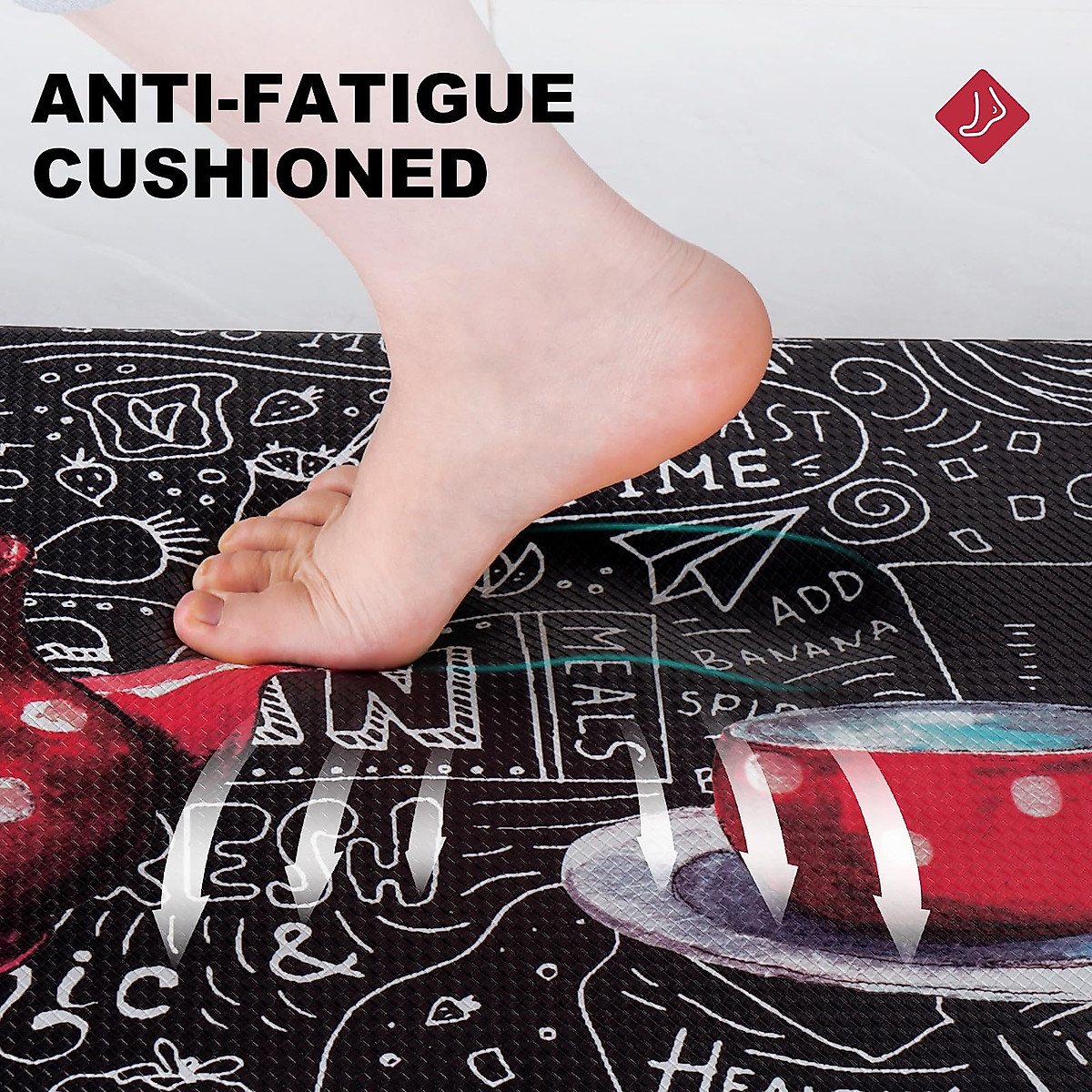 ASPMIZ Coffee Kitchen Mat 2 PCS, Cushioned Anti-Fatigue Kitchen Rugs Non Slip, Memory Foam Kitchen Mats and Rugs, Waterproof Kitchen Floor Comfort Mats for Home & Office, 18'' x 48'' + 18'' x 30''