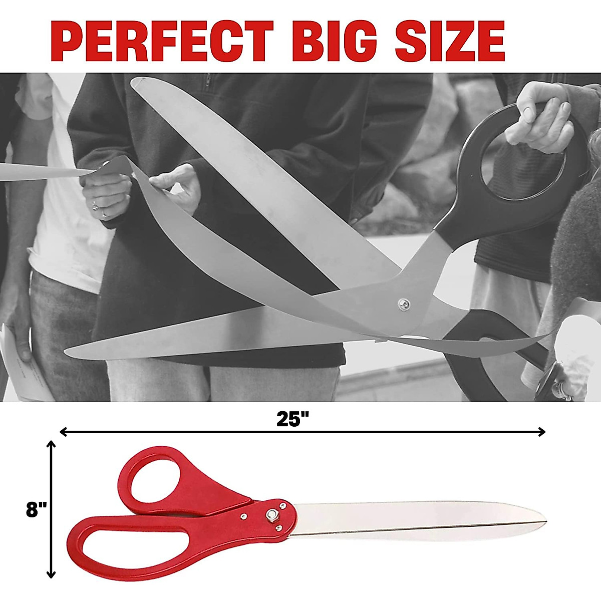 Red Ribbon Cutting Ceremony Kit – 25" Giant Scissors for Ribbon Cutting Ceremony Kit Giant Ribbon Cutting Giant Scissors Ceremony with Red Ribbon Grand Opening Ribbon and Scissors for Special Events