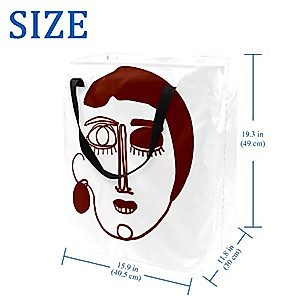 Abstract Hand Drawn Human Head Print Collapsible Laundry Hamper, 60L Waterproof Laundry Baskets Washing Bin Clothes Toys Storage for Dorm Bathroom Bedroom