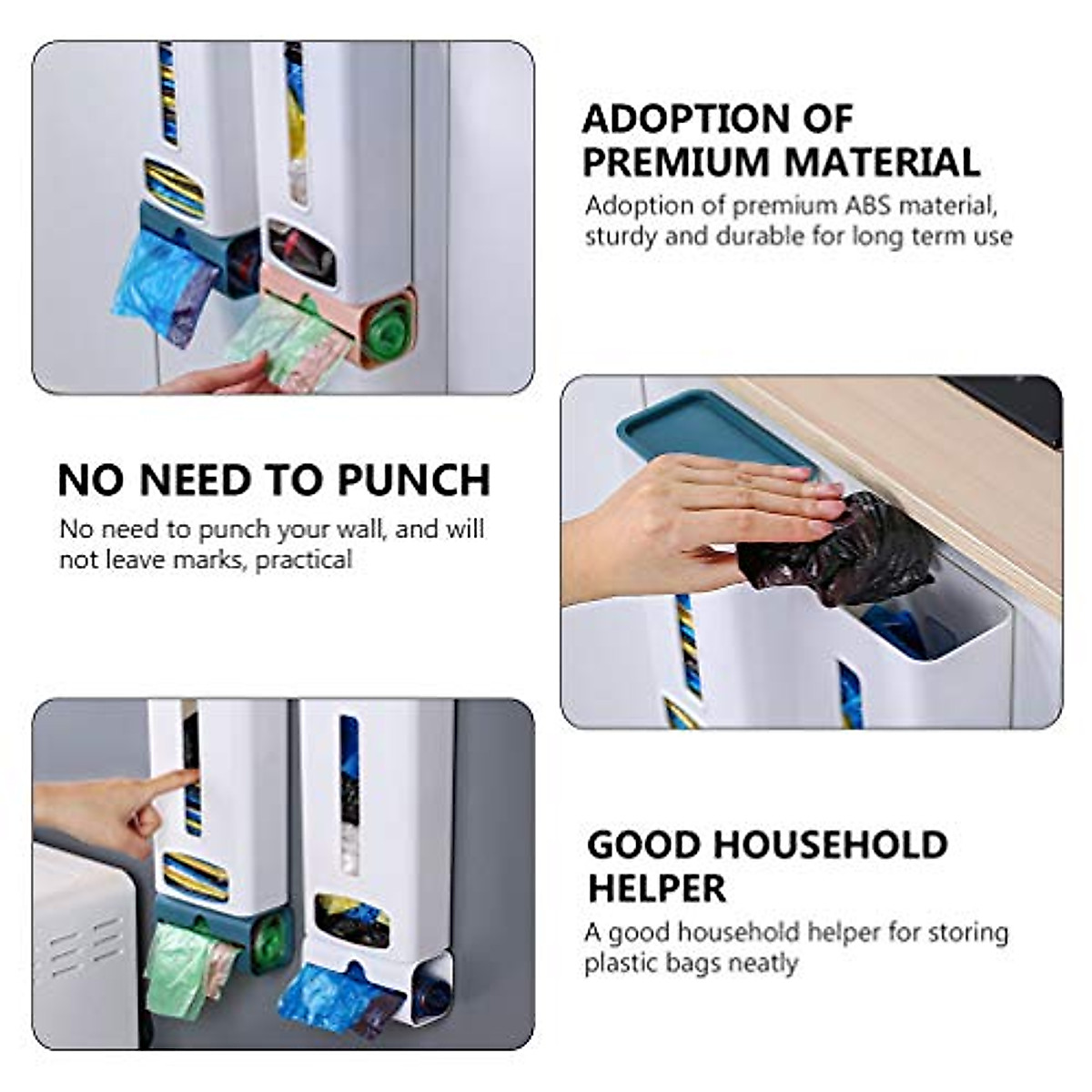 Cabilock Wall Mount Grocery Bag Dispenser Wall Mount Garbage Bag Saver Hanging Storage Box for Household Kitchen Bathroom