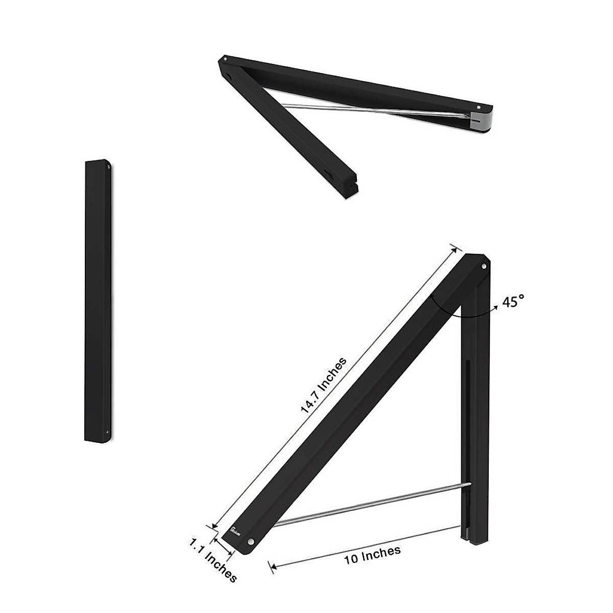 Anjuer Laundry Room Clothes Rack - Wall Mounted Retractable Folding Clothes Hanger Drying Rack for Laundry Room Closet Storage Organization, Aluminum, Easy Installation (Black)