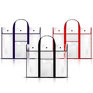 ZunCats 3 pack large Art Portfolio, Storage Bag of 31.5"x25.5" size, in Clear Vinyl, Art Bag with strap color Black, Blue and Red, Teacher Organization For Classroom, Portfolio Folder For Artwork