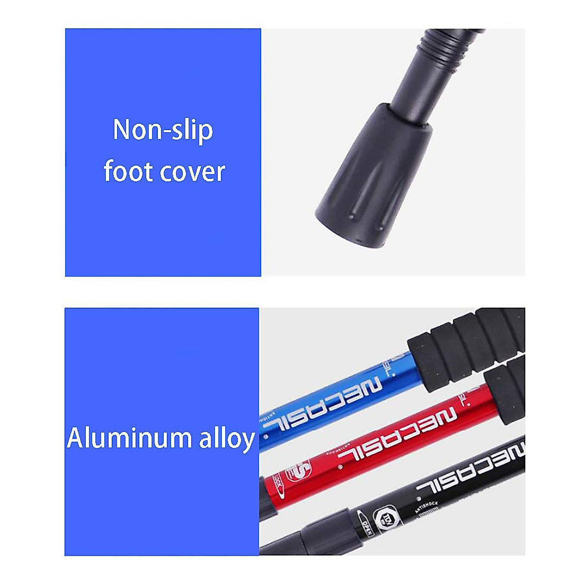 Walking Stick,Trekking Poles Walking Folding Cane with T Handle,Antishock,Quick Lock,Telescopic,Collapsible, Ultralight for Men Women (Black)