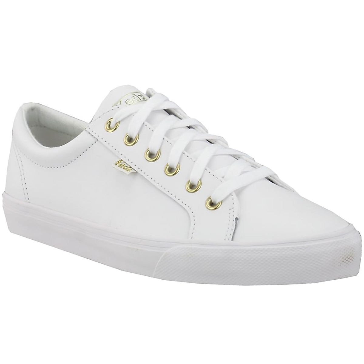 Keds womens Jump Kick Leather Sneaker, White/Gold, 9.5 US