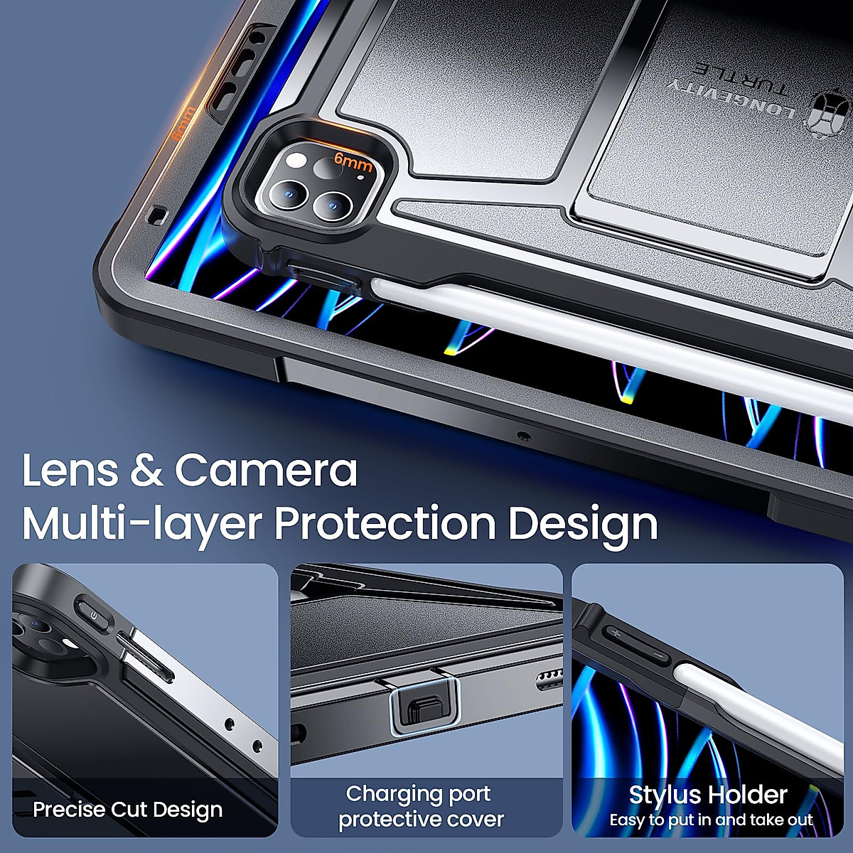 ZtotopCases for iPad Pro 11 Case 4th/3rd/2nd Generation 2022/2021/2020 with Pencil Holder, Full Body Protective Rugged Cover with Built-in Screen for iPad Pro 11 Inch iPad Case 4th/3rd/2nd Gen, Black