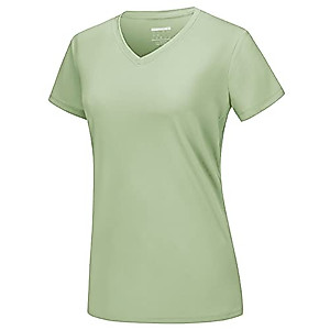 TACVASEN Womens T-Shirts Short Sleeve Shirts Summer Shirt Swim Shirts Rash Guard Quick Dry T Shirt Athletic Shirts Sun Protection Shirt Workout Shirts UV Shirts for Women Light Green