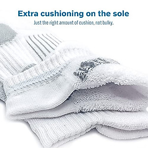 BERING Women's Performance Athletic Ankle Running Socks, Size 6-9, White, 6 Pairs