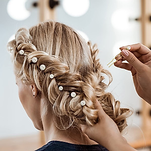 BESARME Pearl Hair Pins, 36 Pcs Wedding Pearl Hair Accessories Bridal Pearl Rhinestone Hair Clips for Brides Bridesmaid Women (Single Pearl Hair Pins)