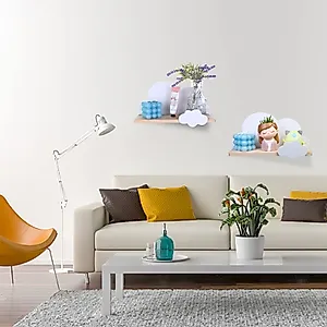 Haomian 2Pcs Cloud Shelves for Children’s Nursery Or Bedroom,Kids Nursery Room Shelves,Floating Bedroom Baby Book Shelf Storage Shelf, Cloud Floating Wooden Shelf Wall Decoration,White