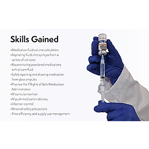 Anatomy Lab Parenteral Medication Training Kit with Injection Pad, 60 Piece Kit Practice to Perfect Venious and Injection Medication Preparation and Administration, Venipuncture and Injection Skills