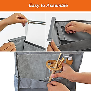 Fixwal Over The Door Hanging Organizer 5 Shelf Bathroom Organizers and Storage with 2 Large Metal Hooks and 12 Pockets for Bedroom, Living Room, Baby Nursery, Bathroom, Kitchen (Grey)