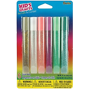 Darice Kids' Glitter Glue Tubes, Bright Colors, 6 -Piece