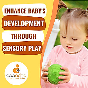 caaocho Pure Natural Rubber Sensory Ball Meadow 3" - Sealed Hole, BPA Free Baby Ball Toy, for Sensory Play, for Sensory Development, Hole Free Baby Toy, Perfect Bouncer, Without Hole