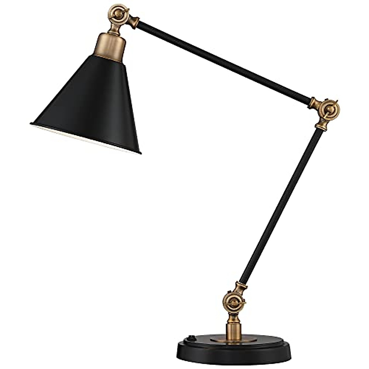 360 Lighting Wray Modern Adjustable Desk Lamp 26 3/4" High with USB Charging Port Painted Black Brass Metal Cone Shade for Living Room Bedroom House Bedside Nightstand Home Office Reading