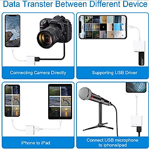 DCNETWORK Lightning to SD Card Reader for iPhone,USB Camera Adapter 3 in 1 USB Female OTG Adapter Compatible SD/TF Card, Memory Card Reader Portable USB 3.0 Adapter,Sd Card Adapter