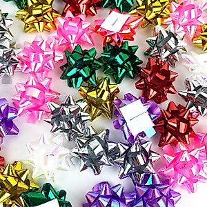 Worlds 50pc Assorted Mini Christmas Confetti Star Bows Self-Adhesive Gift Wrap Bows 1”Inch