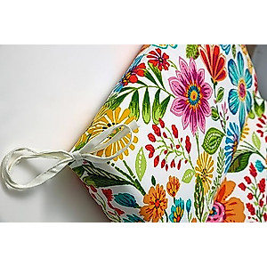 Pillow Perfect Bright Floral Indoor/Outdoor Split Back Chaise Lounge Cushion with Ties Plush Fiber Fill, Weather, and Fade Resistant, 72.5" x 21", Blue/Purple Gregoire