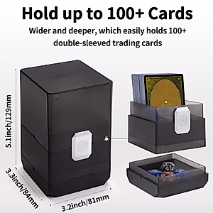 Sooez Heavy Duty MTG Deck Card Box with Dice Storage, 100+ Deck Case Boulder, Perfect Deck Holder for MTG Commander/YuGiOh/TCG and Sports Cards (Black)