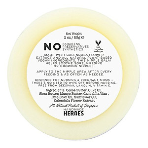 Handmade Heroes Fragrance free Breast Feeding Nipple Cream - All Natural Breast Pump Lubricant Cream - Breastfeeding Essentials Nipple Cream for Breast feeding | Nursing Breastfeeding Soreness Relief Nipple Balm