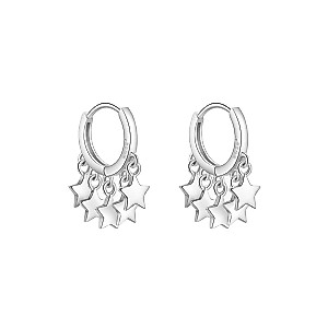 SLUYNZ 925 Sterling Silver Star Hoop Earrings for Women Shiny Star Earrings Hoop (A-Silver)