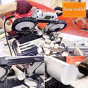 Anbull Portable Band Saw with Upgraded Removable Alloy Steel Base, 45°-90° Metal Cutting, 10A 1100W Motor, 5-inch Deep Cut, with .025-by-44-7/8-Inch 14 TPI Saw Blade and Led Spotlight