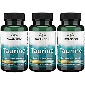 Swanson AjiPure Amino Acid Taurine 1000 Milligrams 60 Veg Capsules (3 Pack)