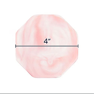 Coasters for Drinks Pink Marble Ceramic | Standard 4 Inch Pink Coaster Set of 4 | Coffee Drink Coasters for Desk & Glass Table by Cotea