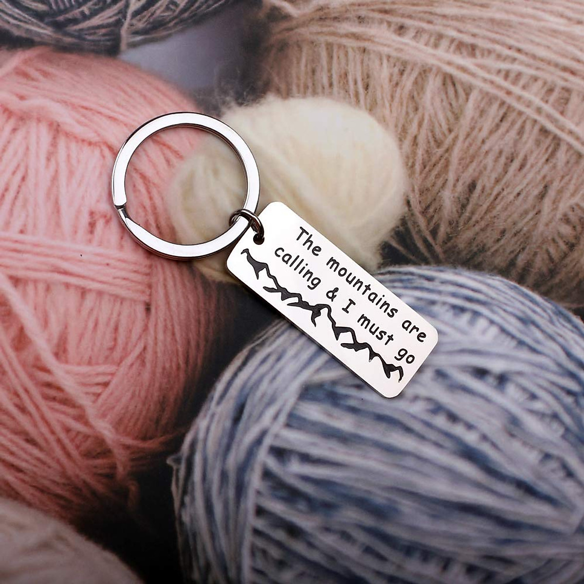 Anlive Mountain Hiking Keychain The Mountains are Calling & I Must Go Keychain Traveling Gift (mountains keychain)