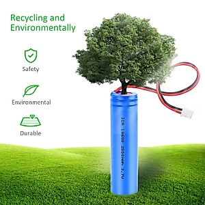 AUDEEKON 3.7Volt Lipo Battery 2000mAh Rechargeable Battery Pack with Wire and JST Connector, ICR18650 Battery 2000mah 3.7v Replacement Batteries for Electronics, Toys, Lighting, Equipment