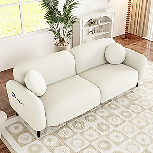 P PURLOVE Upholstered Sofa, Chenille Loveseat Sofa for Living Room, Bedroom, Apartments (Beige)
