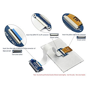 waveshare 7inch Display Compatible with Raspberry Pi 4B/3B+/3B/2B/B+/A+/Zero/Zero W/WH/Zero 2W Series Boards 1024×600 Resolution DPI Interface IPS No Touch