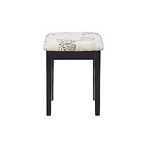 Linon Home Dcor Linon Black Butterfly Stool Vanity Set with Bench, 36"w x 18"d x 30"h,