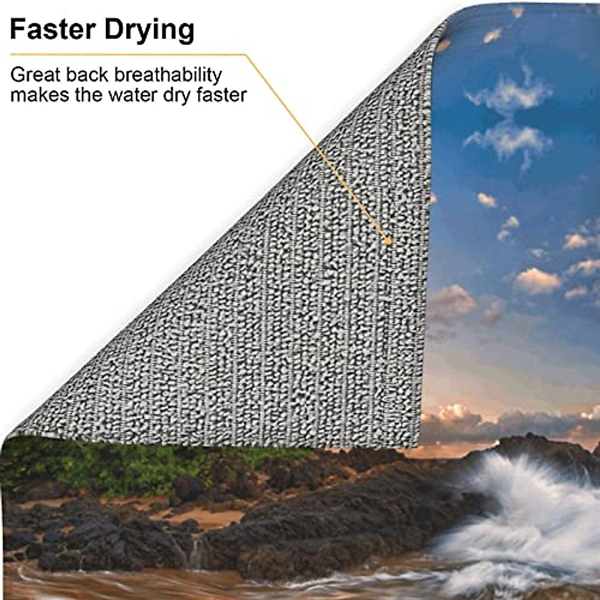 Palm Trees Clouds Tropical Coast Printed Drying Mat For Kitchen Ultra Absorbent Microfiber Dishes Drainer Mats Non-Slip Silicone Quick Dry Pad - 18 X 16inch