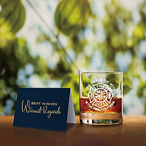 TOUNER The Man The Myth Whiskey Glasses, Firefighter Whiskey Glass, Fireman Whiskey Glass Gift, Firefighter Present For Retirement, Graduation, Birthday