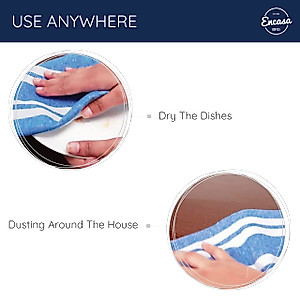 Encasa Homes Anti-Odour Kitchen Dish Towels, 18 x 28 inch (4 Pc Set) Highly Absorbent, Tea Towels for Cleaning & Quick Drying, Eco-Friendly Cotton Franca Beige Stripes