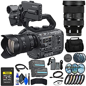 Sony FX6 Digital Cinema Camera Kit with 24-105mm Lens (ILME-FX6VK) + Sigma 24-70mm f/2.8 Lens (578965) + 160GB Memory Card + BP-U35 Battery + Filter Kit + Color Filter Kit + Bag + More