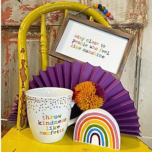 Collins Painting Rainbow Cutout Block Sign - Cute Wood Tabletop Decoration for Kids, Spring, Summer Home Decor (Plain)