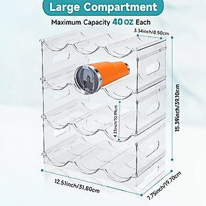 [Large Compartment] Water Bottle Organizer for Stanley 40 oz, 4 Pack Stackable Water Bottle Organizer, Clear Water Bottle Holder for Tumbler Travel Mug Cup, Kitchen Pantry Organization and Storage