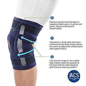 Comforband Adjustable Hinged Knee Brace, with Dual Side Hinges – Stabilizing Knee Brace for ACL PCL MCL Ligament Injuries, Meniscus Tear, Arthritis, Surgery Recovery - One Size fits Most.