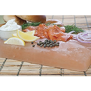 Charcoal Companion CC6064 Himalayan Salt Plate & Holder Set, 12" x 8" x 1.5", Black